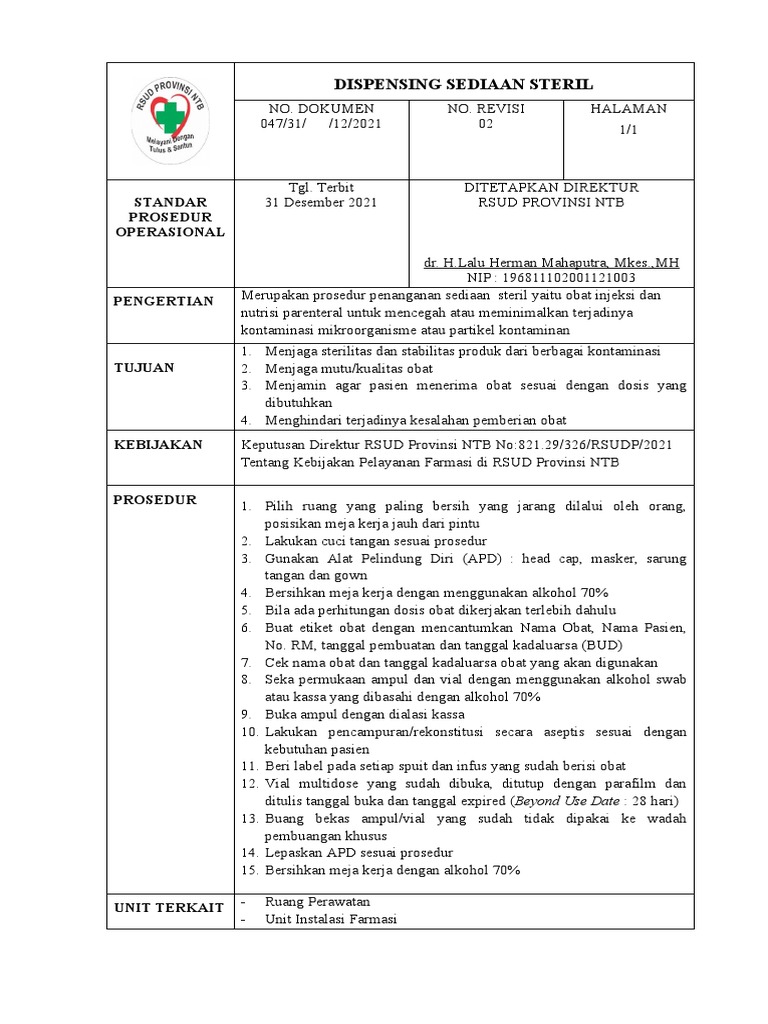 5.9 SPO DISPENSING SEDIAAN STERIL | PDF