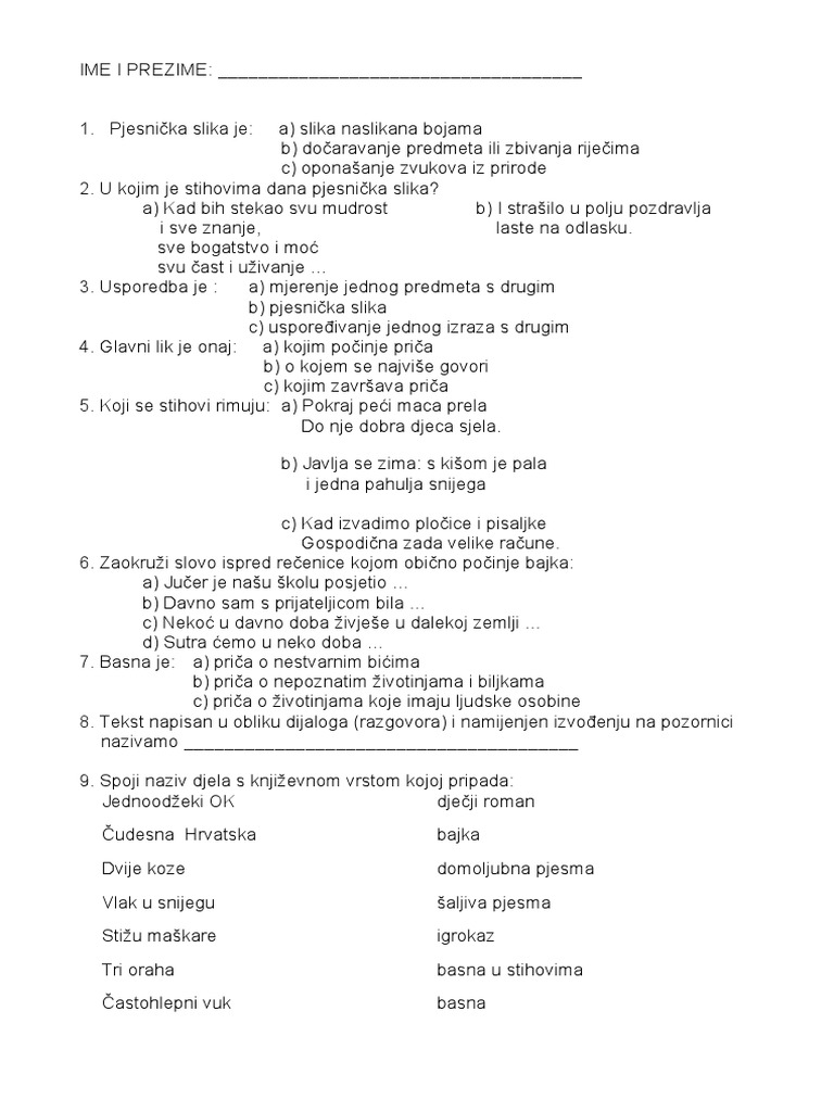 Ispit Knjizevnost | PDF