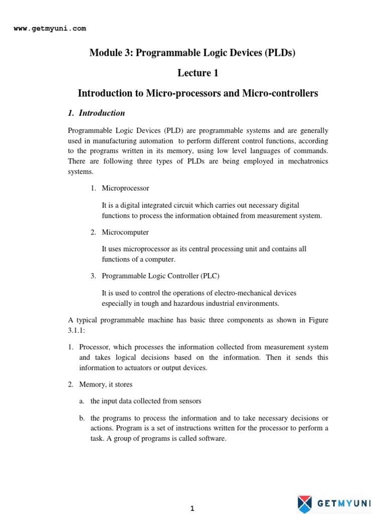 Intro To MP & MC - PLC | PDF | Programmable Logic Controller | Central Processing Unit