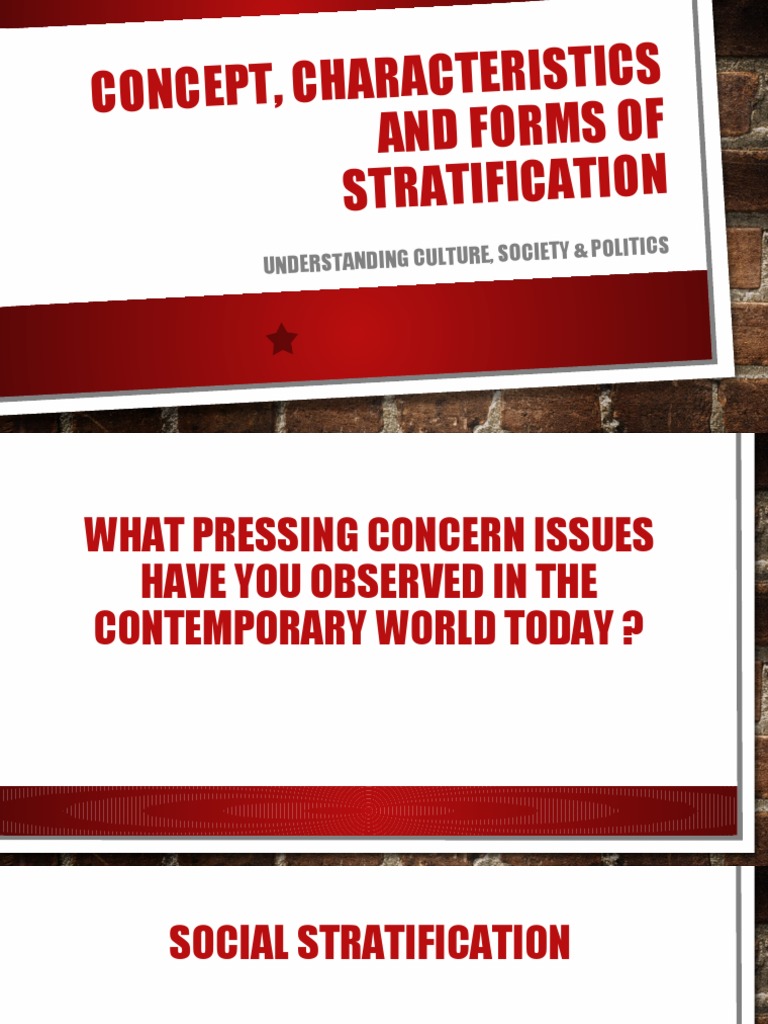 Concept Characteristics and Forms of Stratification | PDF | Social ...