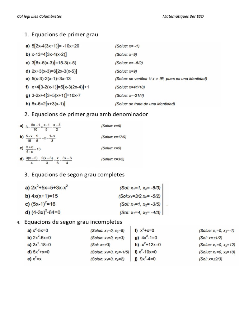 Repàs equacions | PDF