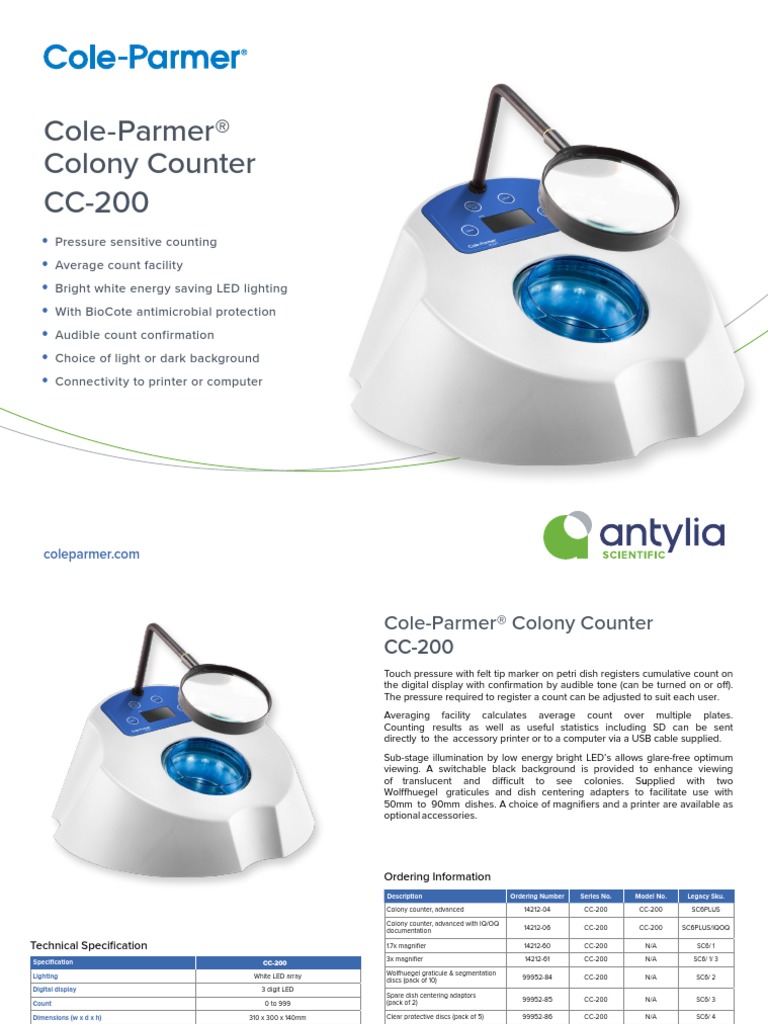 Cole-Parmer® Colony Counter CC-200 | Download Free PDF | Lighting ...