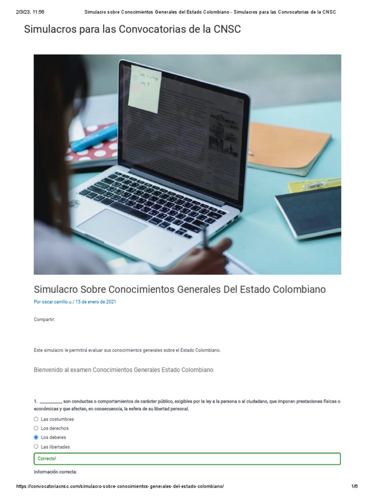 Simulacro Sobre Conocimientos Generales Del Estado Colombiano - Simulacros para Las ...