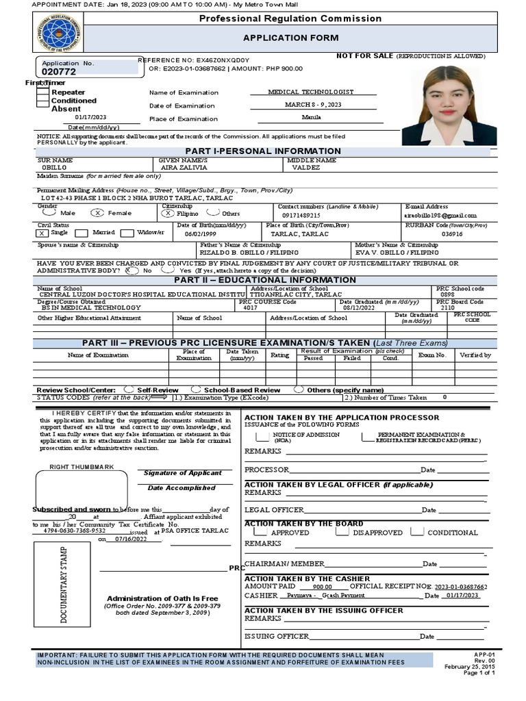 Professional Regulation Commission: Application Form | PDF | Justice ...