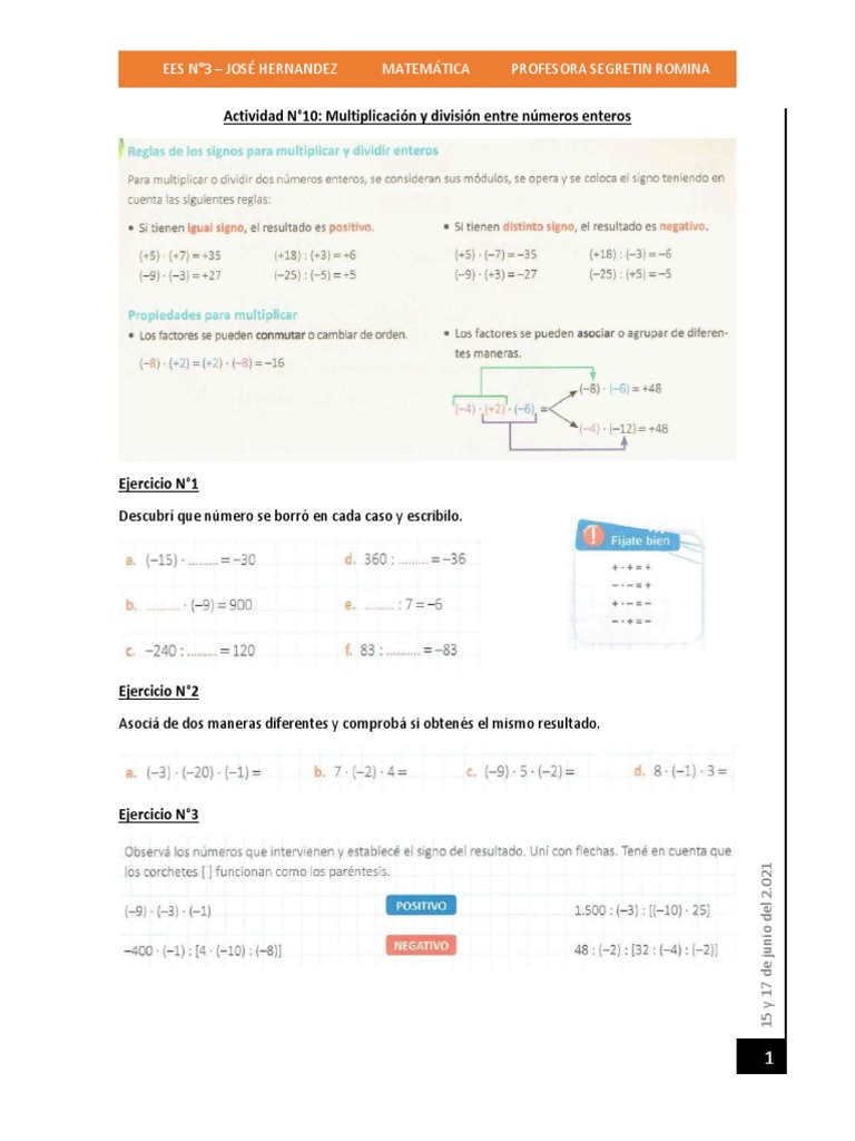 MATEMÁTICA - Act10 - 1ro 3ra Aceler - TV-Prof Segretín Romina | PDF