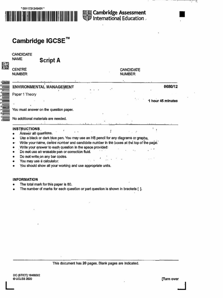 0680 - MW - Script A - P1 PDF | PDF | Volcano | Natural Environment