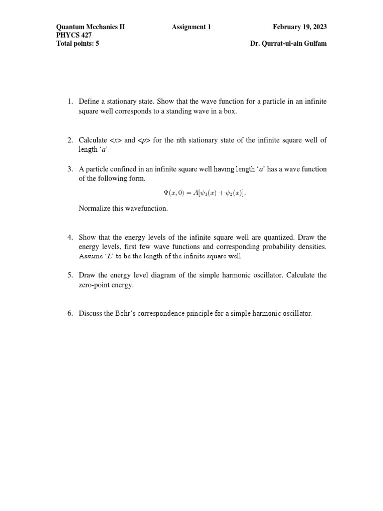 Assignment 1 Quantum | PDF