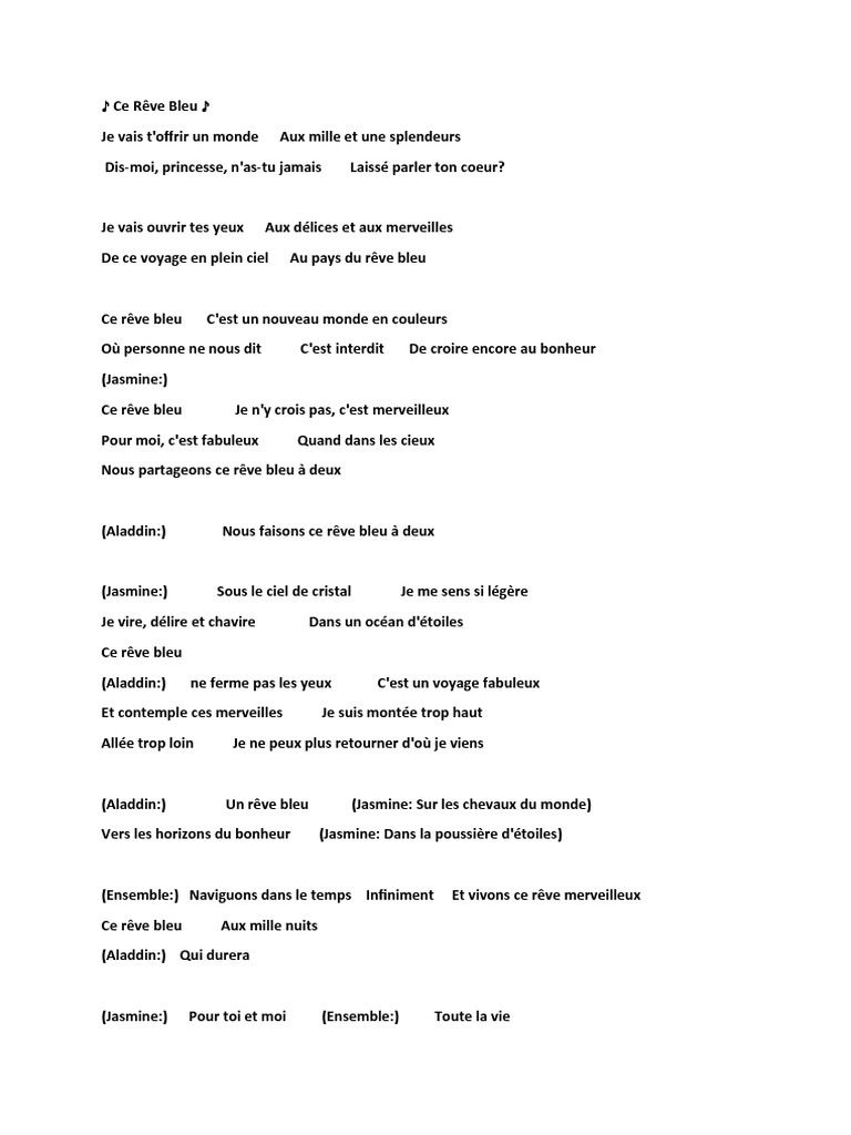 Ce Rêve Bleu | PDF