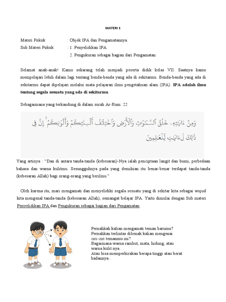 IPA 7 - BAB 1 MATERI 1 Penyelidikan IPA Dan Pengukuran | PDF