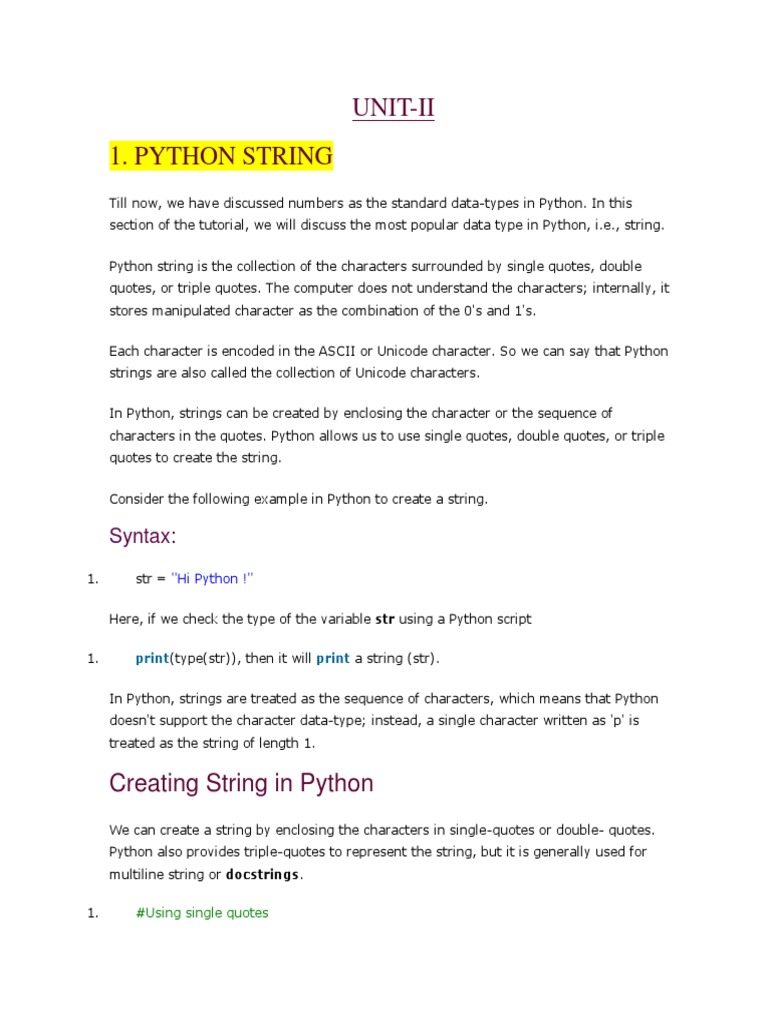 Python Programming UNIT 2 | PDF | String (Computer Science) | Regular ... Python Programming UNIT 2 | PDF | String (Computer Science) | Regular ...
