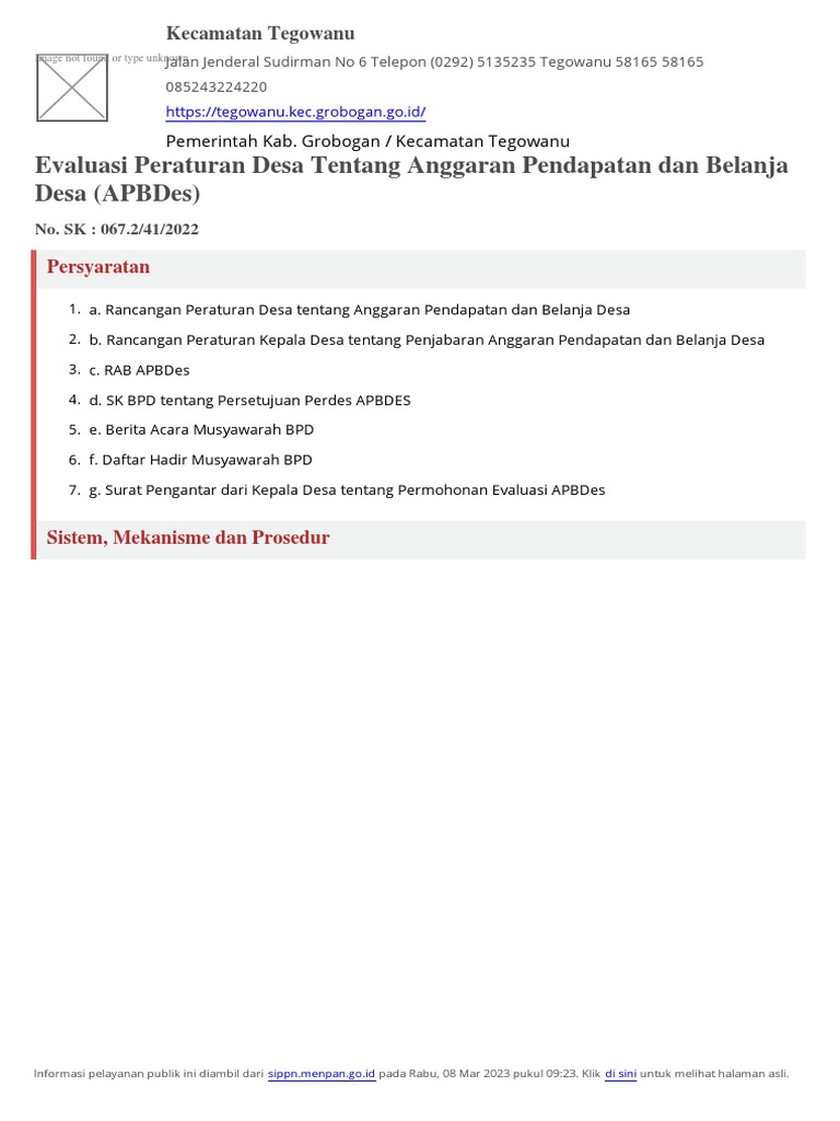 Standar Pelayanan - Evaluasi Peraturan Desa Tentang Anggaran Pendapatan ...