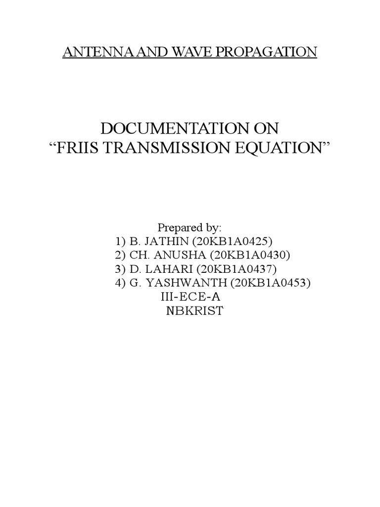 Friis Transmission Equation | PDF | Antenna (Radio) | Information And ...