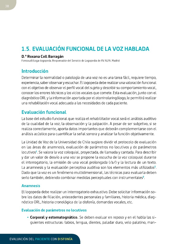 Evaluación Funcional Voz | PDF