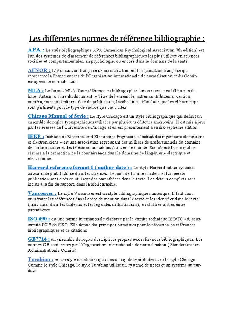 Normes de Références Bibliographiques | PDF | Organisation ...