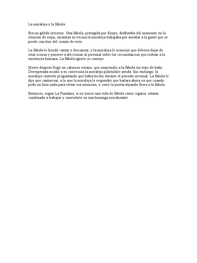 La Moraleja y La Fábula | PDF