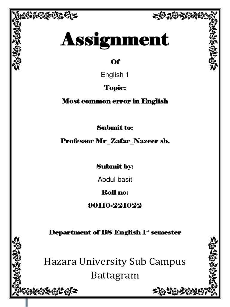 Assignment of English 1 For Zaffar Nazeer Sb. | PDF | Adverb ...
