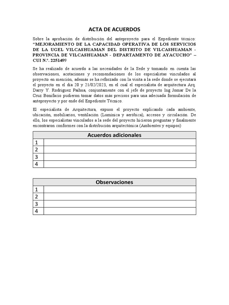 Acta de Acuerdos | PDF