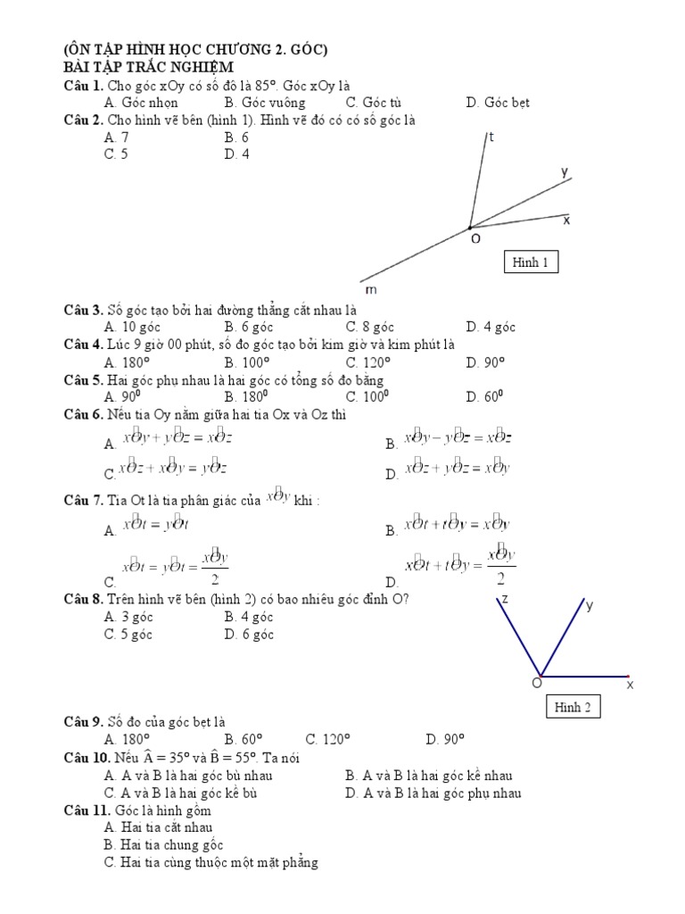 ÔN TẬP HÌNH HỌC HKII LOP 6 | PDF