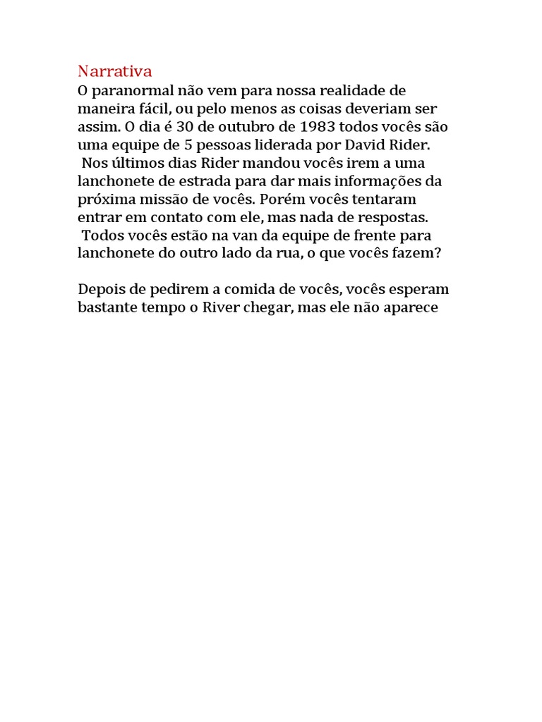 Narrativa ORDEM PARANORMAL ALHEIOS, ESTRANGEIROS | PDF