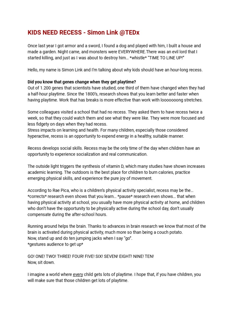 Kids Need Recess Pdf