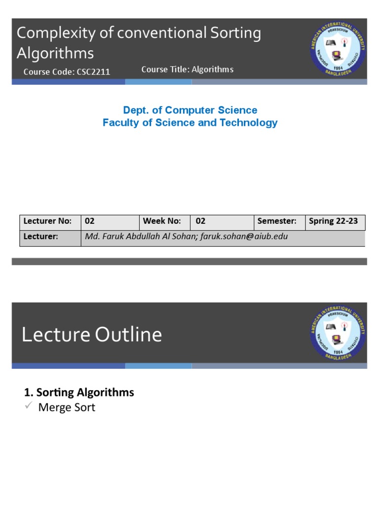 Lecture 22 Merge Sort Algorithms Pdf Theoretical Computer Science Applied Mathematics