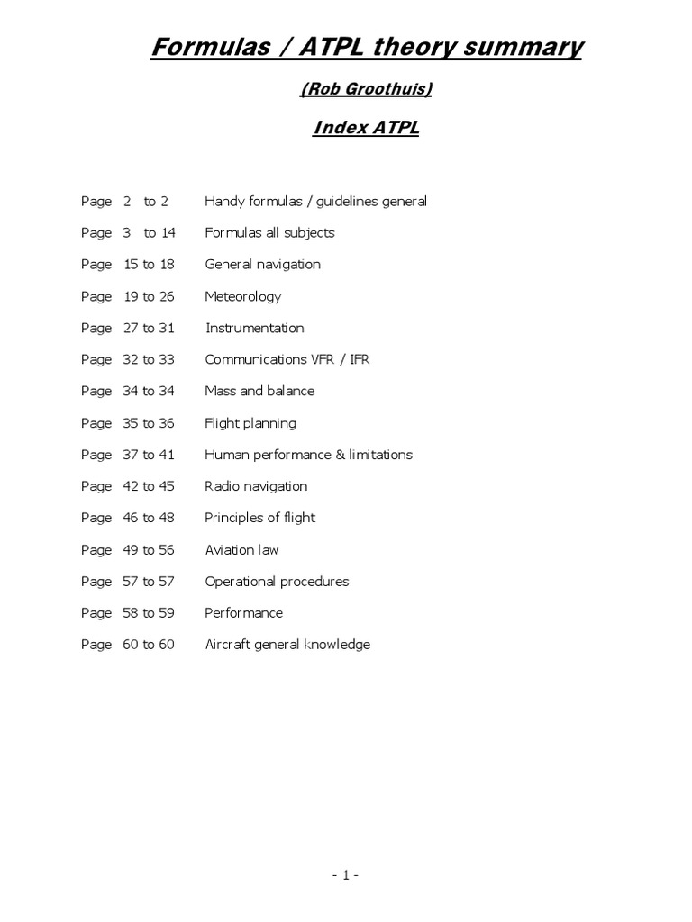 ATPL Summary | PDF | Troposphere | Instrument Flight Rules
