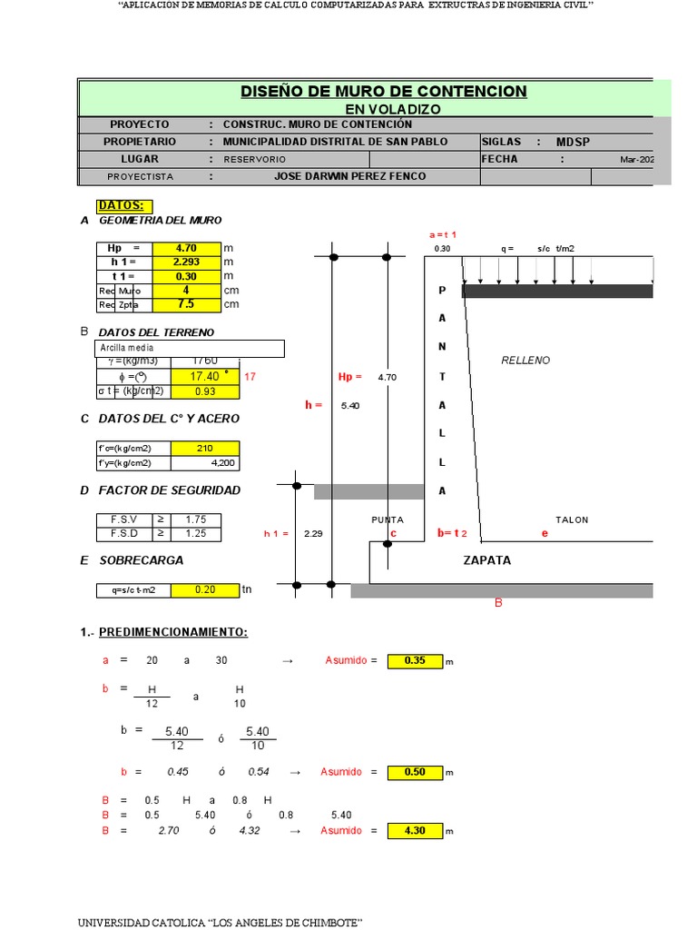 Calculo de Diseño de Muro de Concreto | PDF | Ingeniería de Edificación | Ingeniería