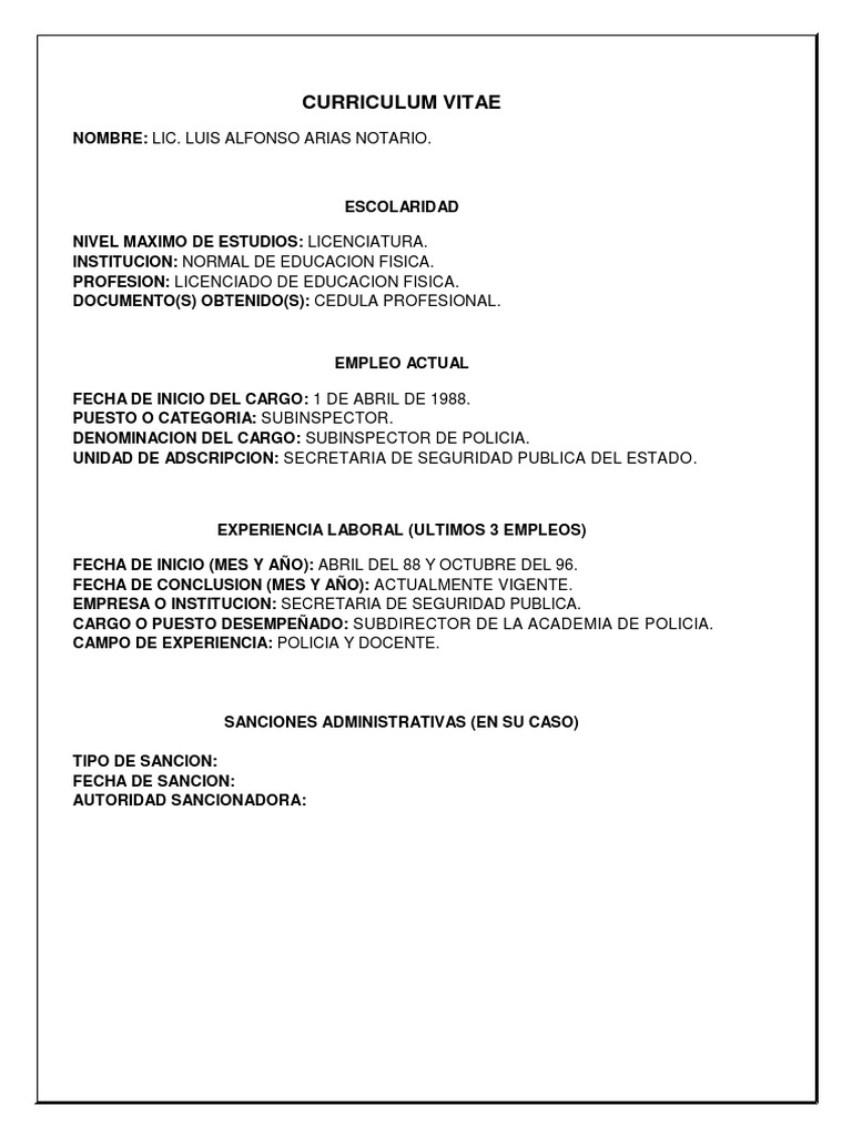CV Lic. Luis Alfonso Arias Notario PDF | PDF