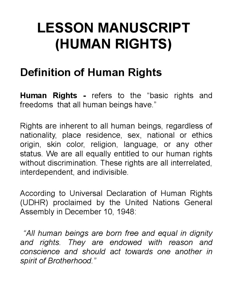Defining and Protecting Human Rights: A Lesson on the Universal ...