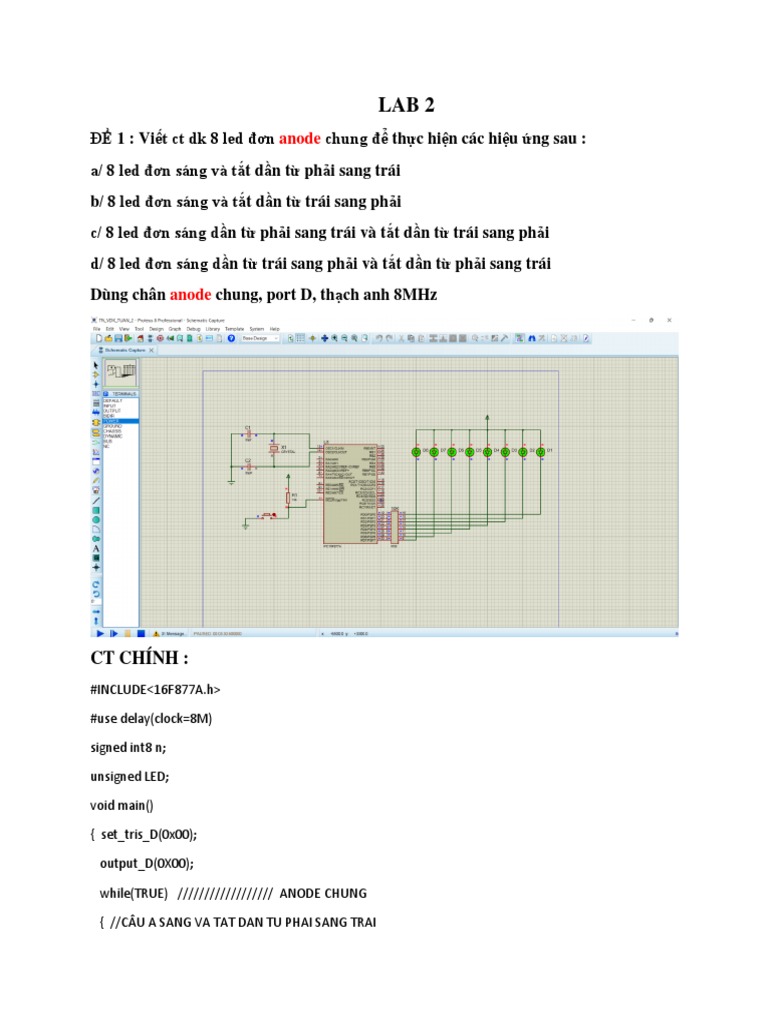 BTVN - LAB 2 - 8 Led Đơn | PDF