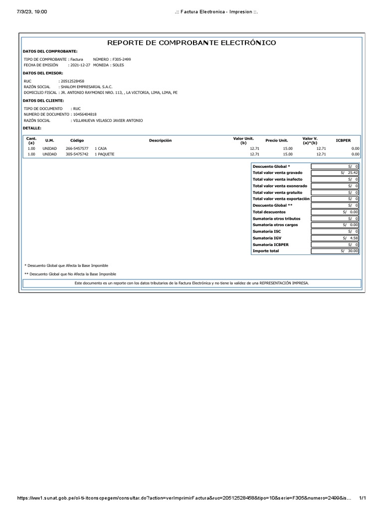 Reporte de Comprobante Electrónico | PDF | Factura | Documentos ...