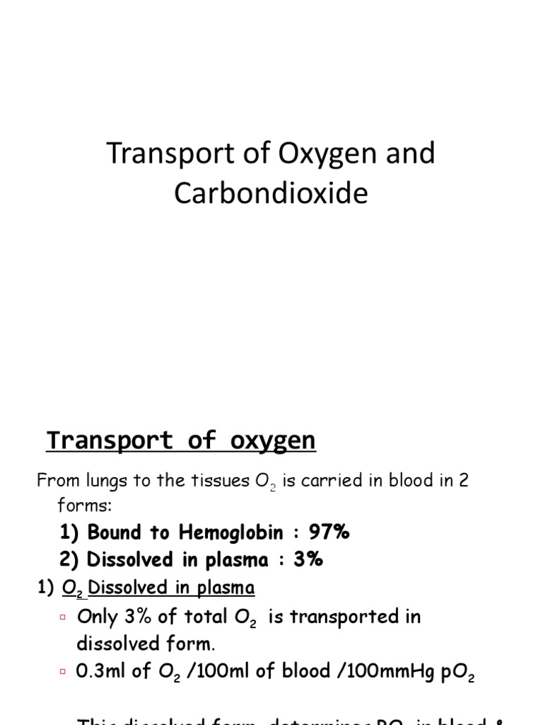 Oxygen and Carbon Dioxide Transport in Blood | PDF | Hemoglobin | Blood
