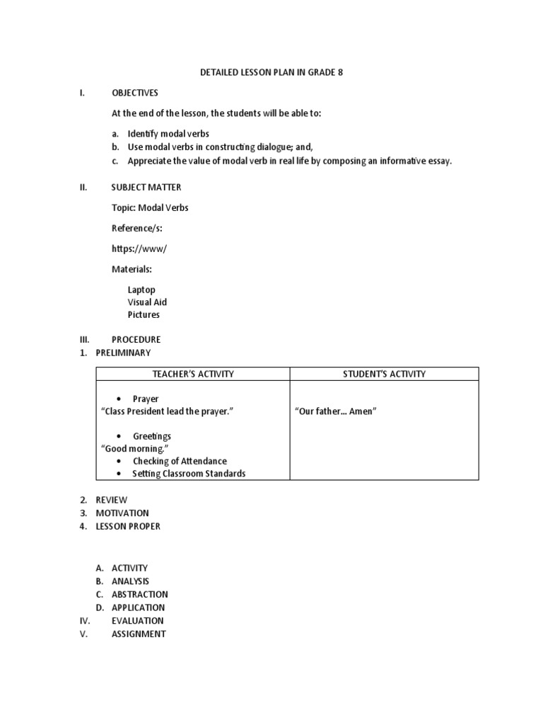 Detailed Lesson Plan in Grade 8 | PDF