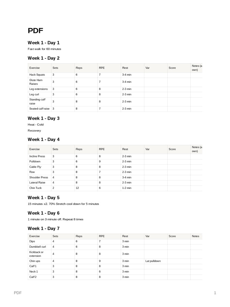 8-Week Fitness Training Plan | PDF | Strength Training | Physical Exercise