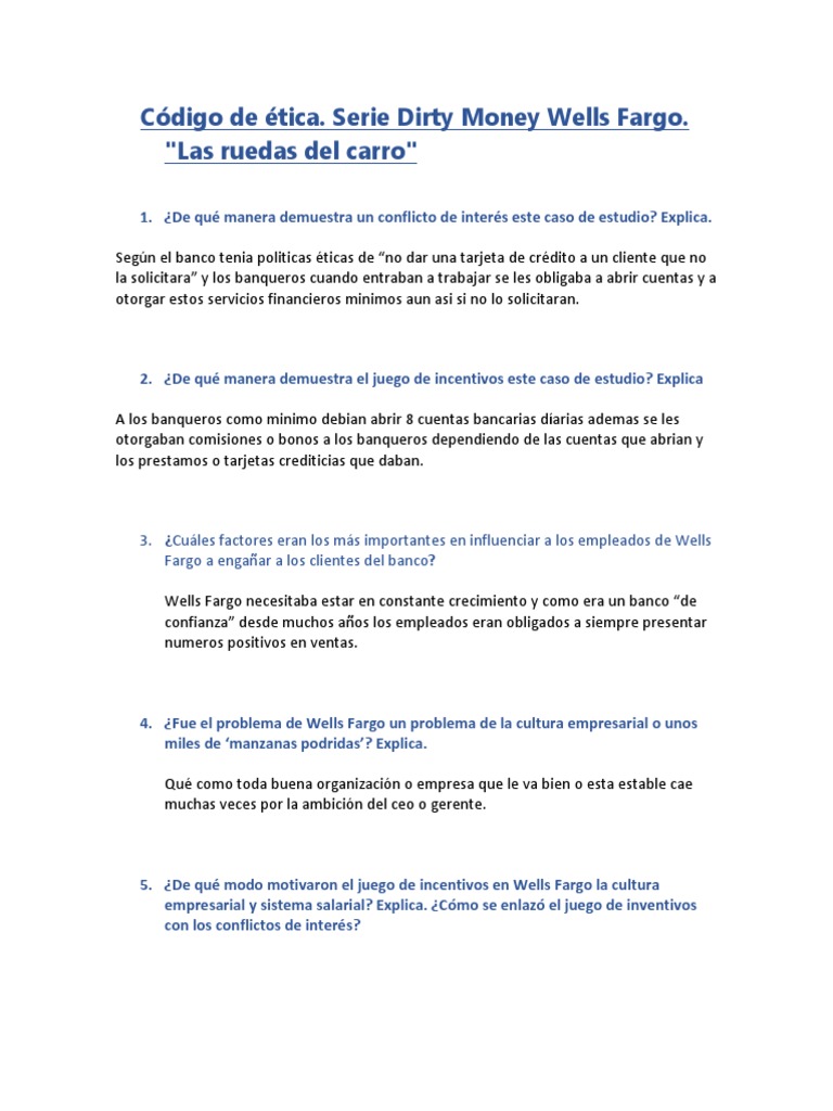 Código de Ética Wells Fargo | PDF | Bancos | Wells Fargo