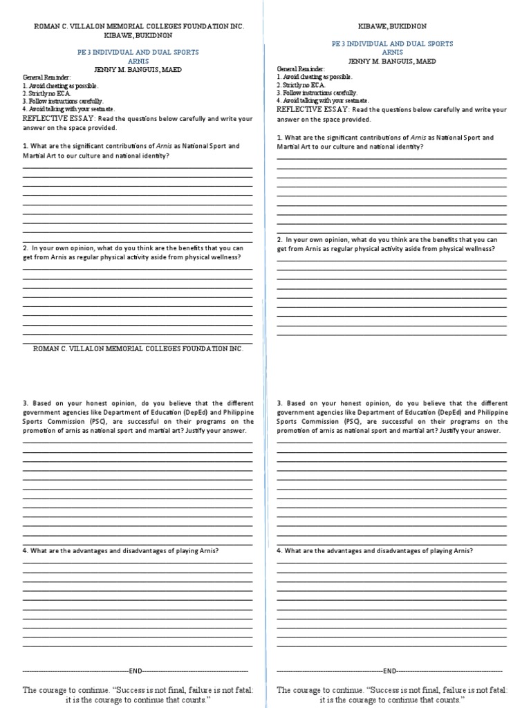 Arnis Exam | PDF | Philippines Arnis Exam | PDF | Philippines