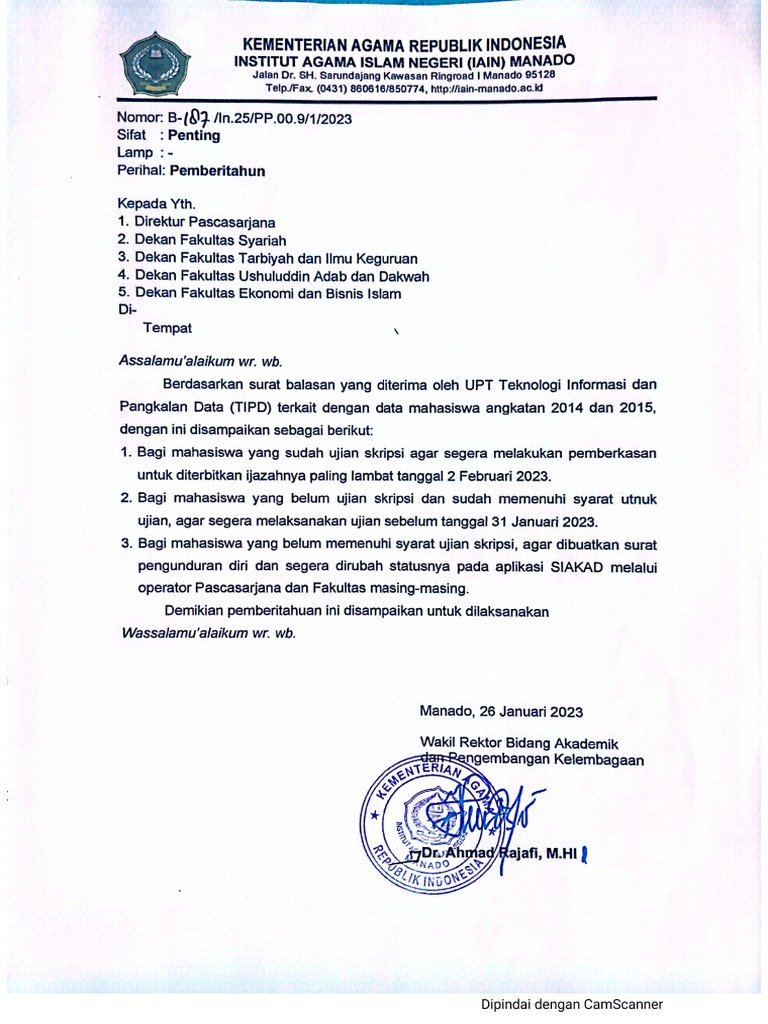 Surat Edaran Angkatan 2015 PDF | PDF