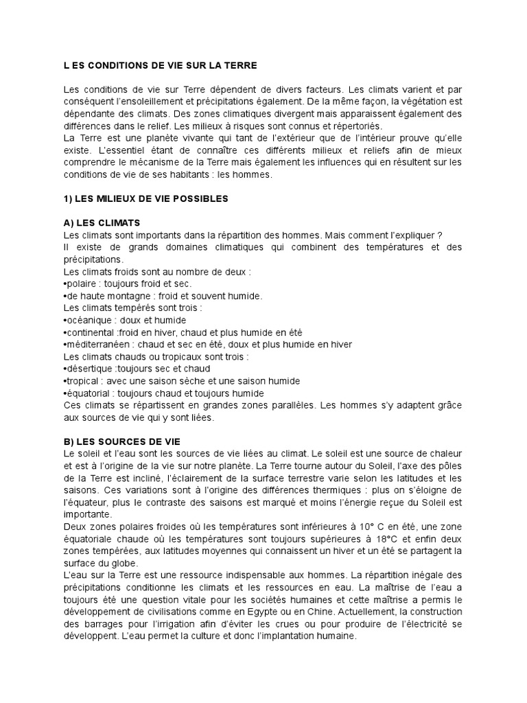 Conditions de vie sur Terre | PDF | Volcan | Climat