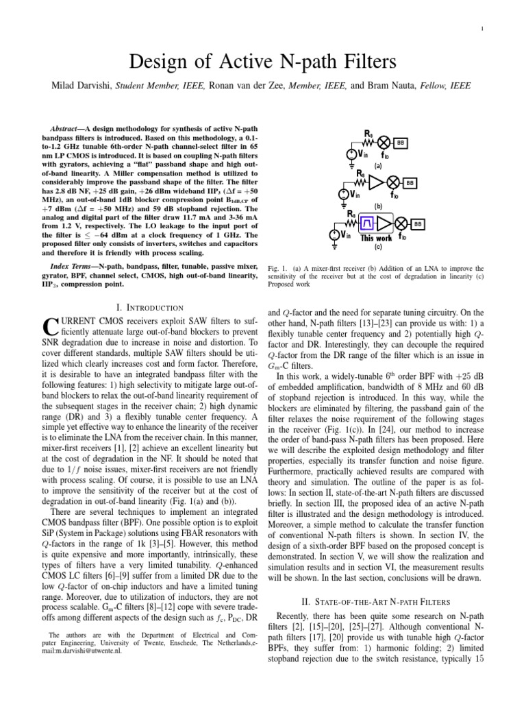 Design of an Active N-path Filter for Widely Tunable Receivers | PDF ...