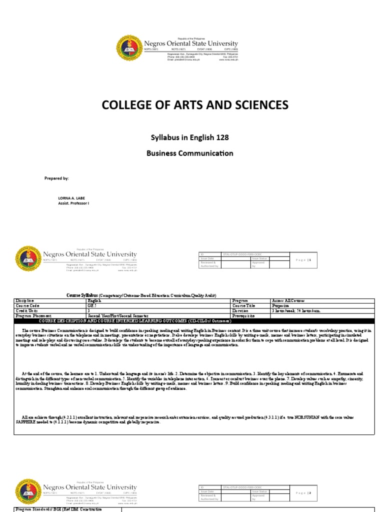 Ge 5 Purposive Commnication Syllabus | PDF | Communication | Educational Assessment