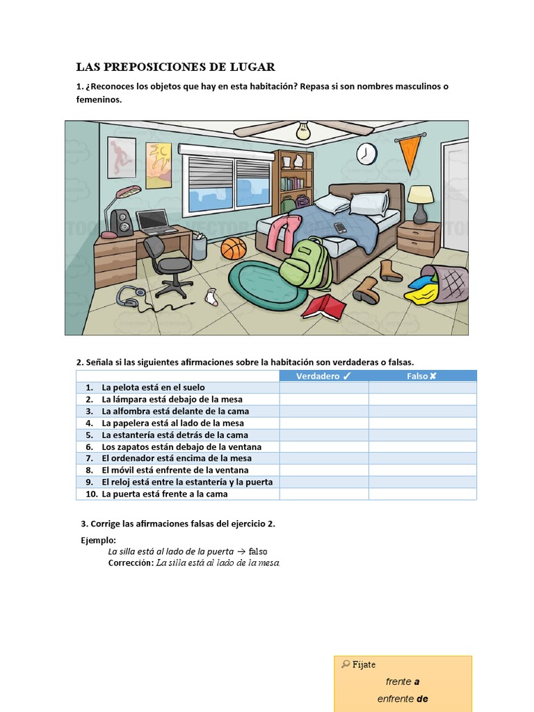 Ejercicios de Preposiciones de Lugar | PDF | Artes del Lenguaje y ...