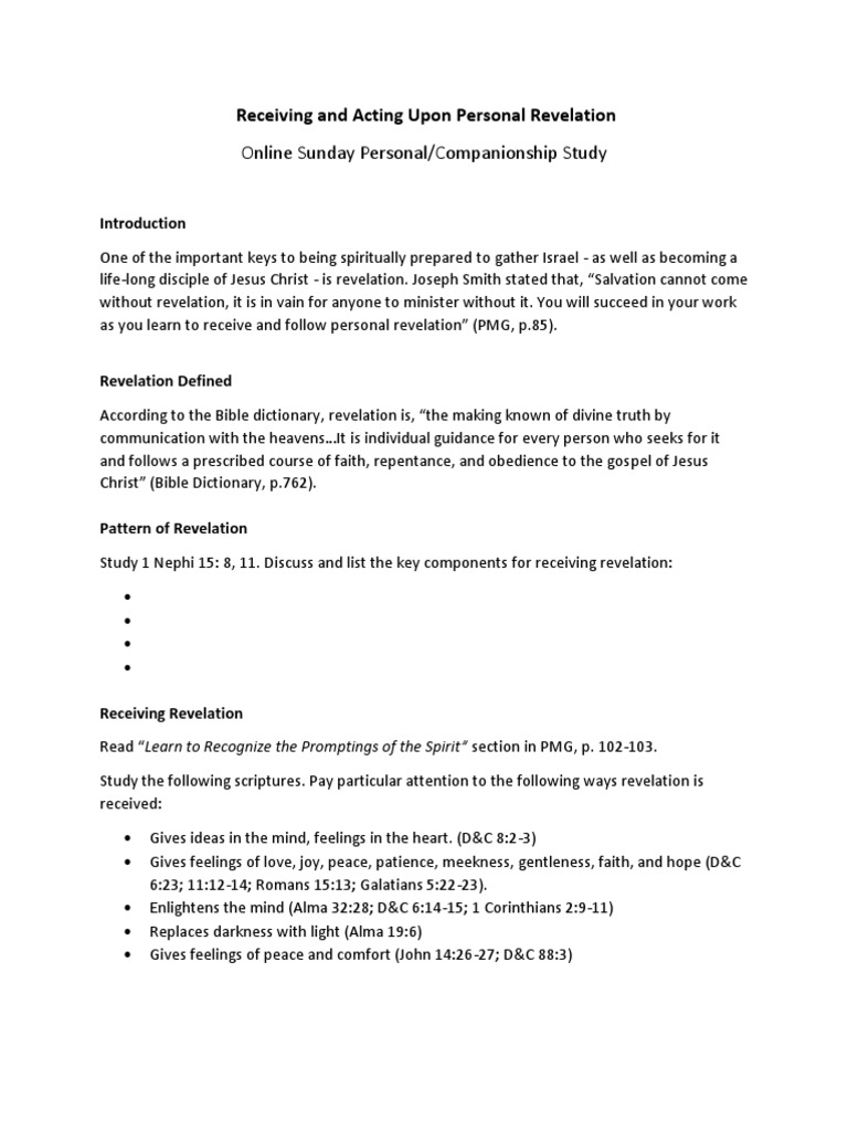 Receiving Revelation - Companionship Study | PDF