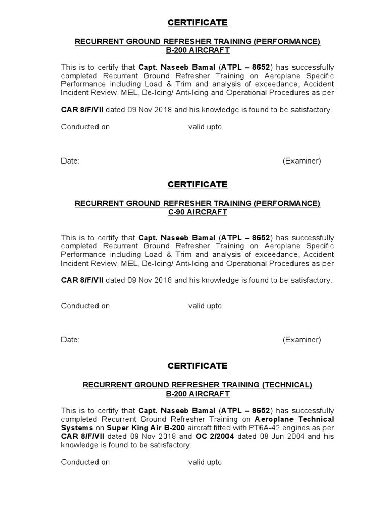 Recurrent Ground Refresher Training Master | PDF