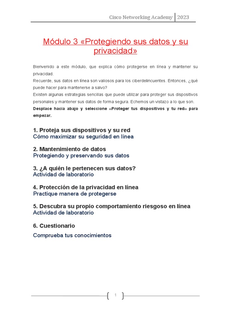 Módulo 3 - Protegiendo Sus Datos y Su Privacidad | PDF | Contraseña ...