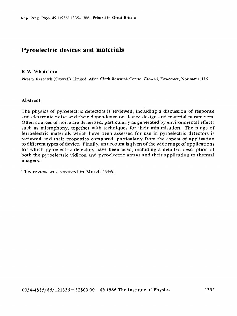 Pyroelectric Devices: Materials & Applications | PDF | Ferroelectricity ...