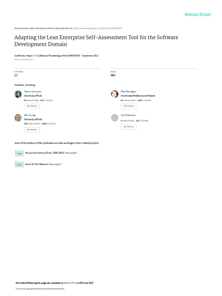 Adapting The Lean Enterprise Self-Assessment Tool For The Software ...