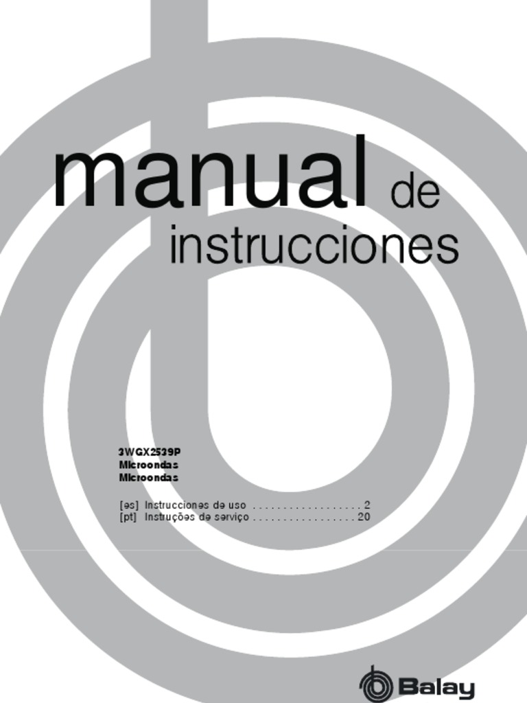 Manual Micro Balay 3wgx2539p PDF | PDF | Hirviendo | Enchufes y tomas de corriente alterna