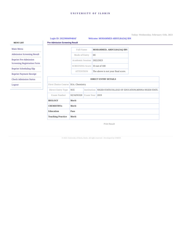 University of Ilorin - Undergraduate Portal PDF | PDF
