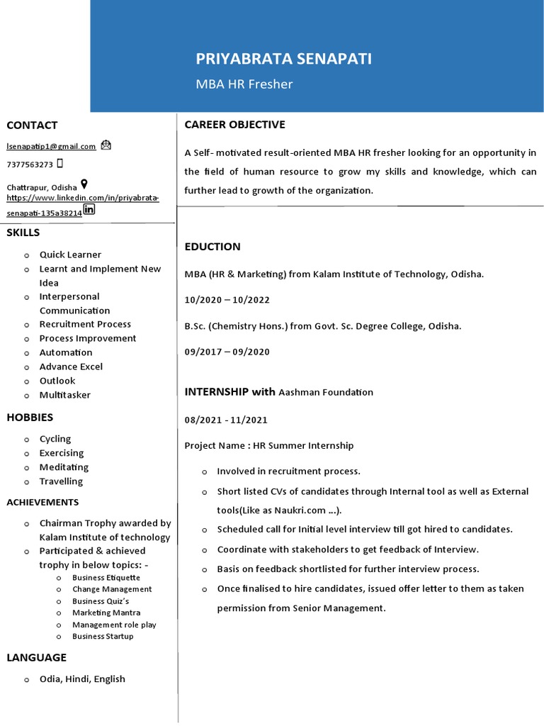 CV of Priyabrata Senapati-2 | PDF