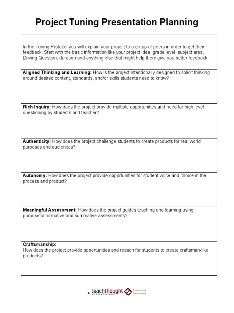 Copie A TTPD PBL Project Tuning Presentation Planning - Docx | PDF